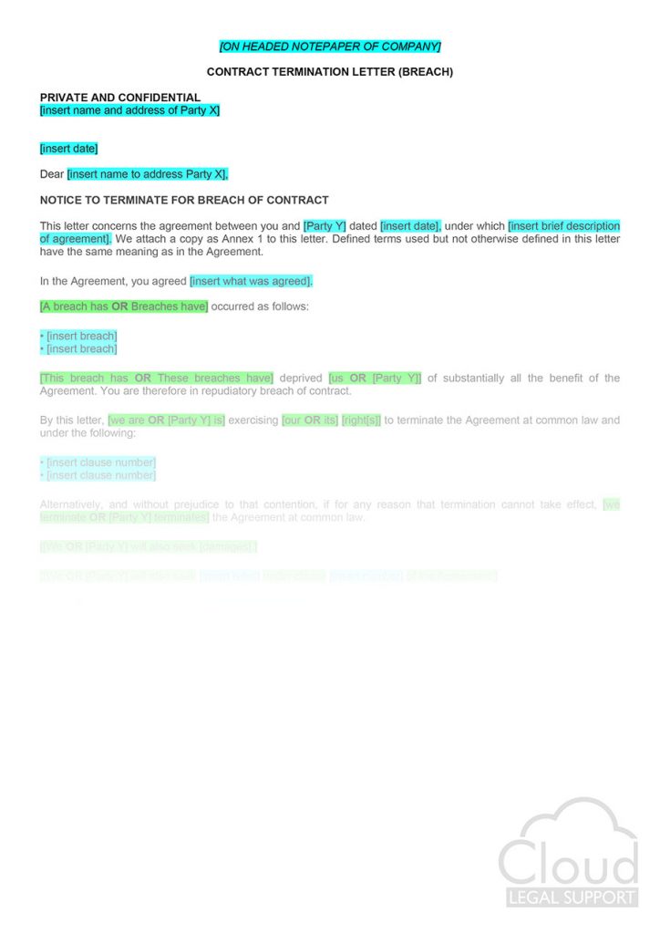 Contract Termination Letter (Convenience) - CloudLegal Support
